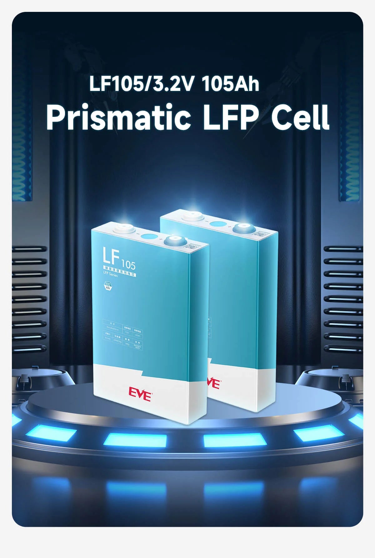 3.2V 105Ah EVE LiFePO4 LFP battery cells - 336Wh, 10+ year life @80% D ...
